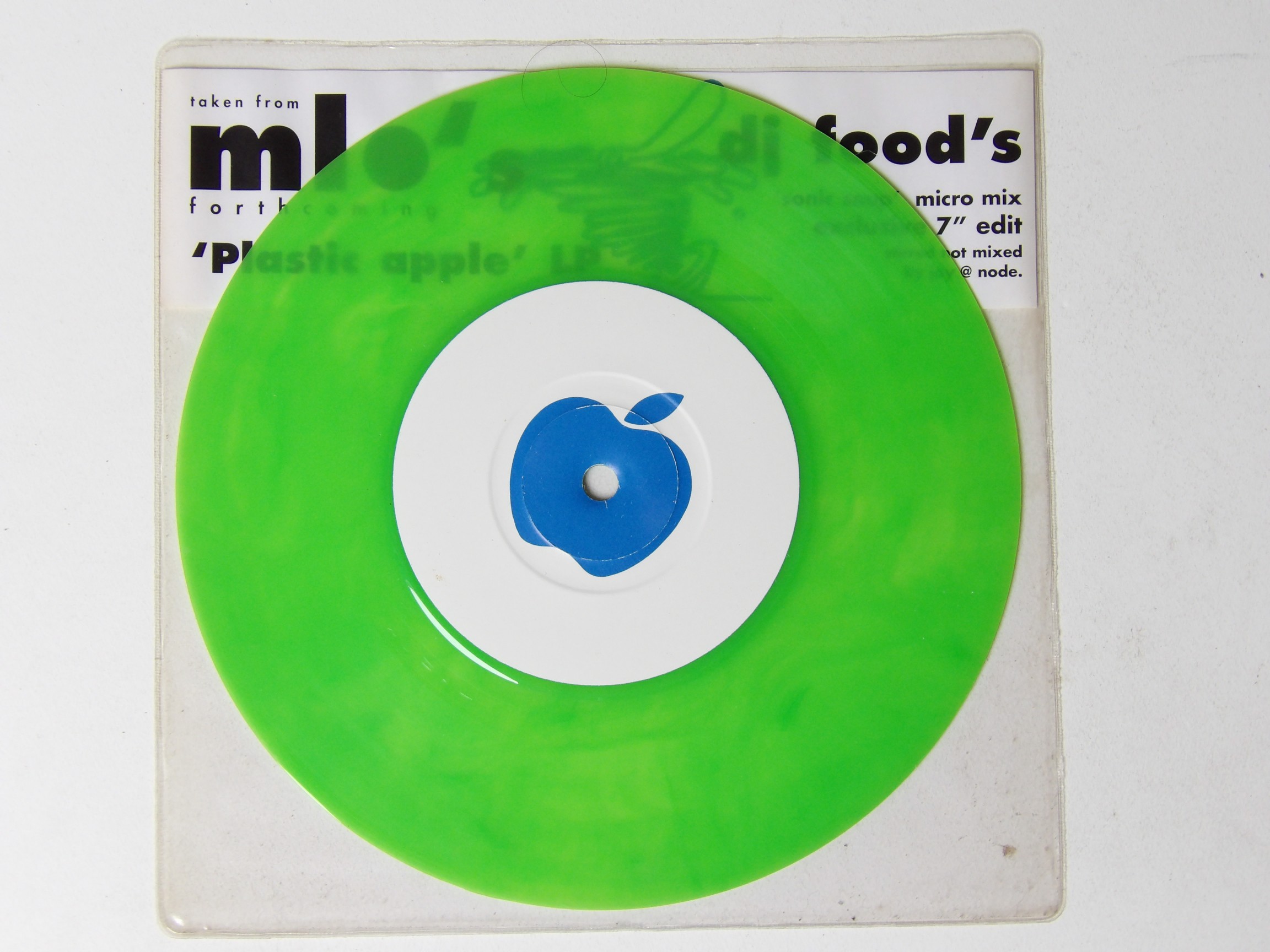MLO: Plastic Apple Promo Near Mint one sided GREEN VINYL 7"