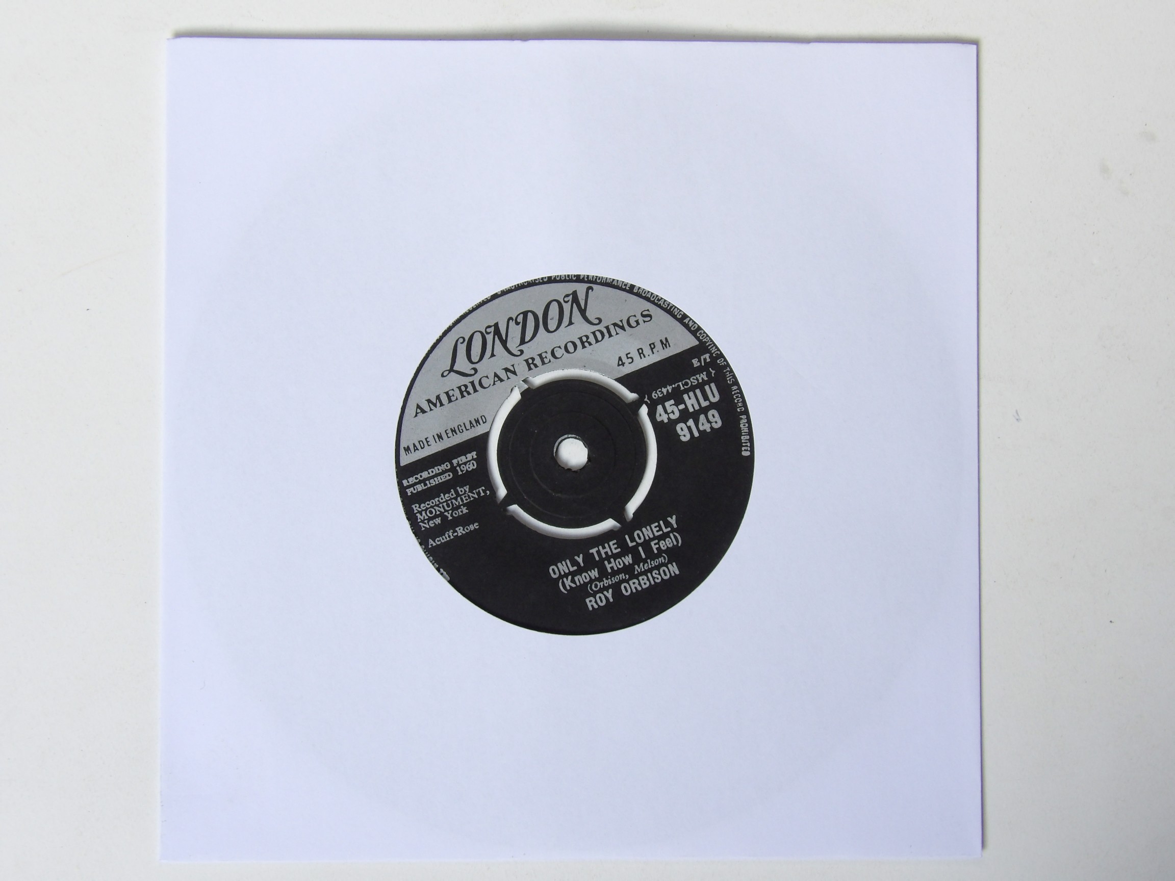 Roy Orbison: Only the Lonely 1961 7"
