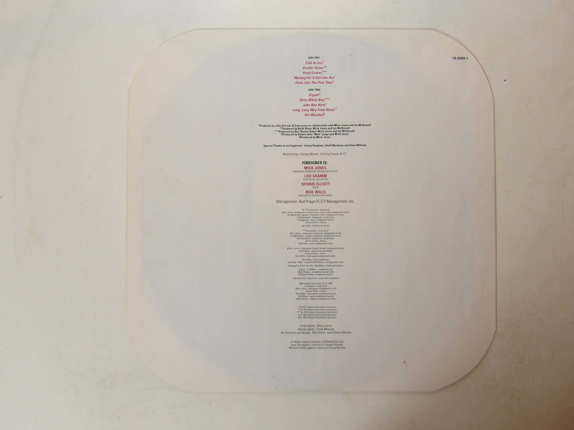 Foreigner: Records 1982 LP