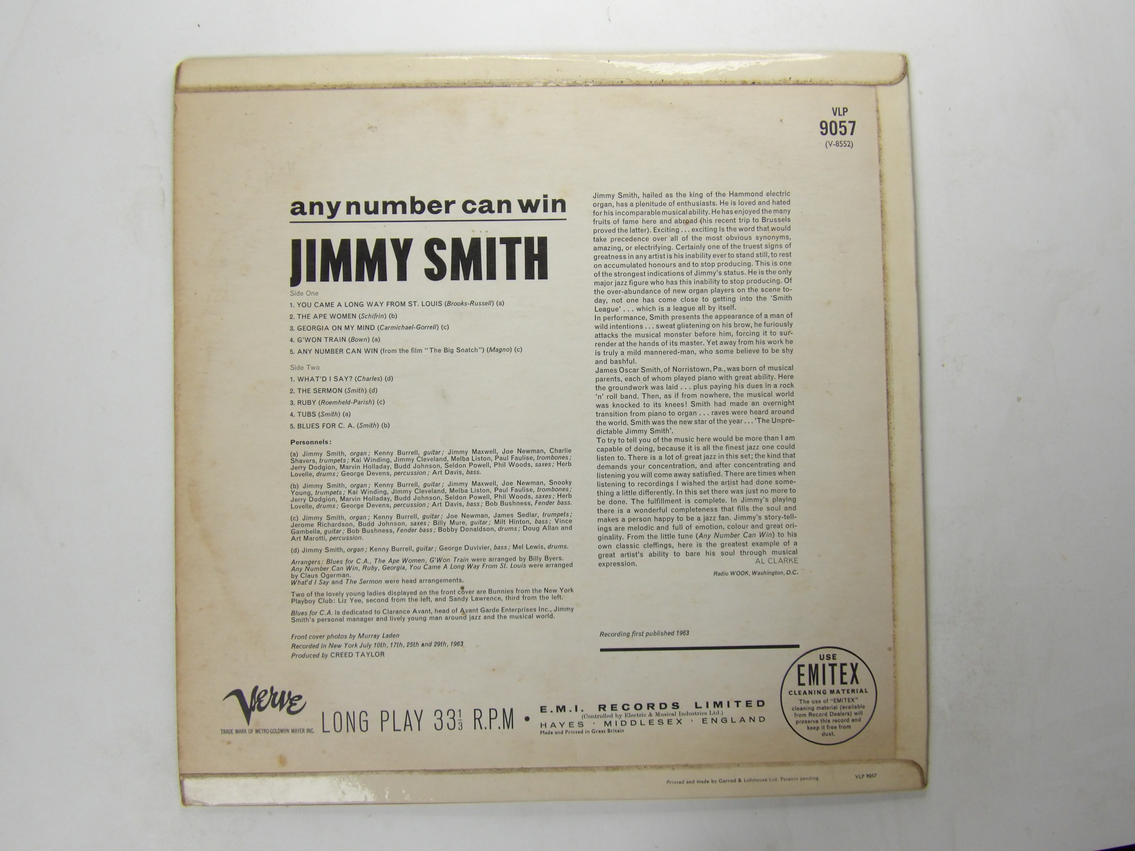 Jimmy Smith: Any Number Can Win 1963 UK Mono FACTORY SAMPLE LP