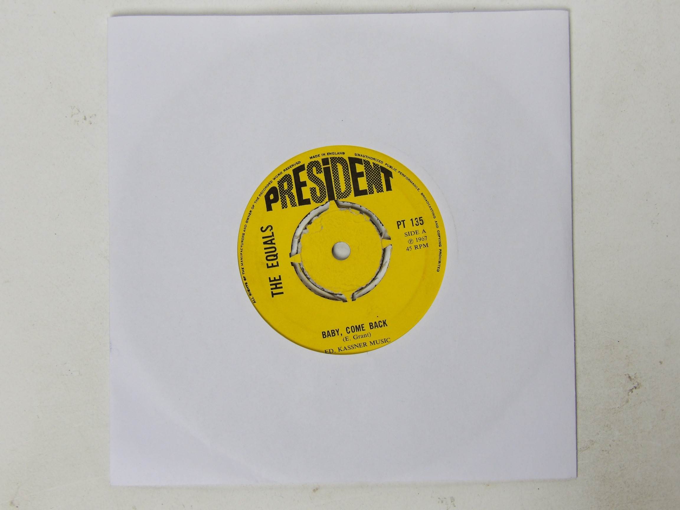 The Equals: Baby Come Back 1974 VG+ 7"