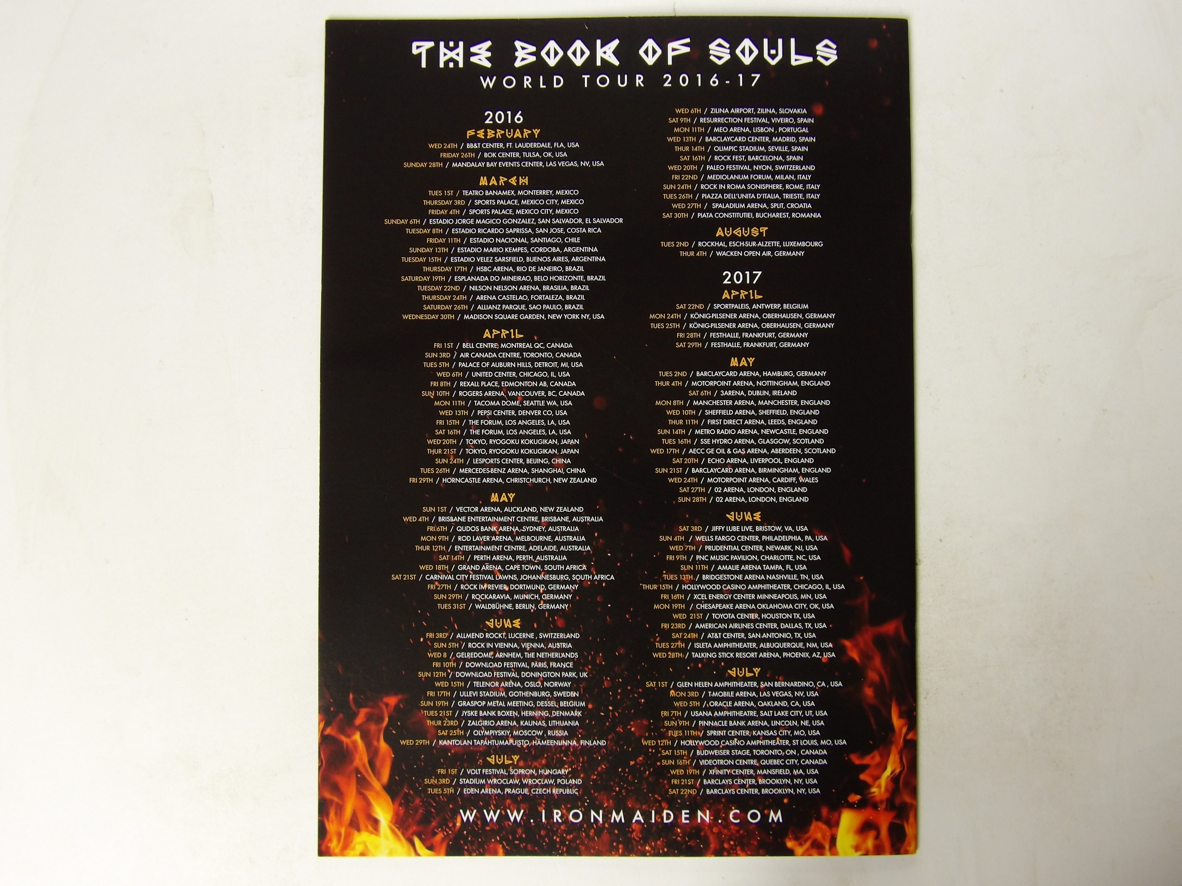 Iron Maiden: Book of Souls Tour 2016 Programme