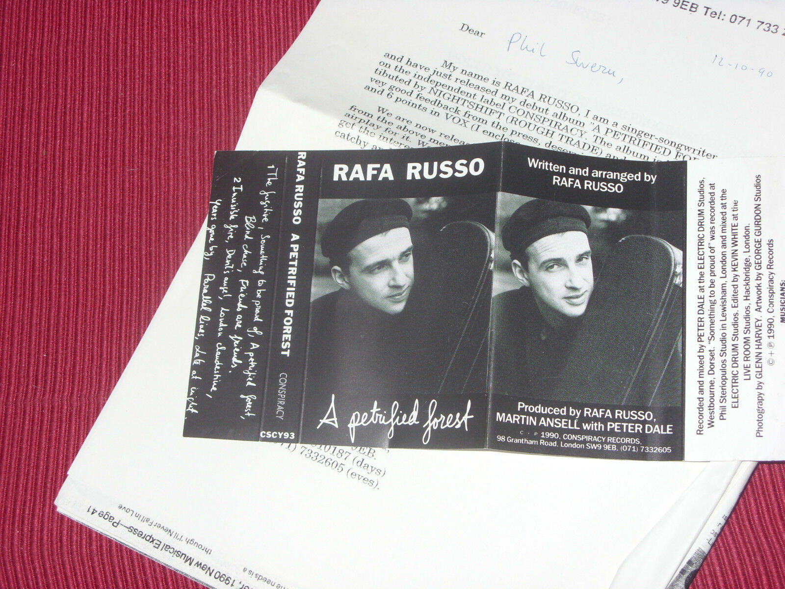 Rafa Russo: Devil's Angel 7" + press info + letter from Rafa Russo ...